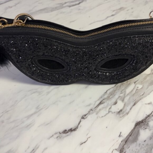 kate spade | Bags | Kate Spade Black 3d Mask Clutch Glitter Dress The ...
